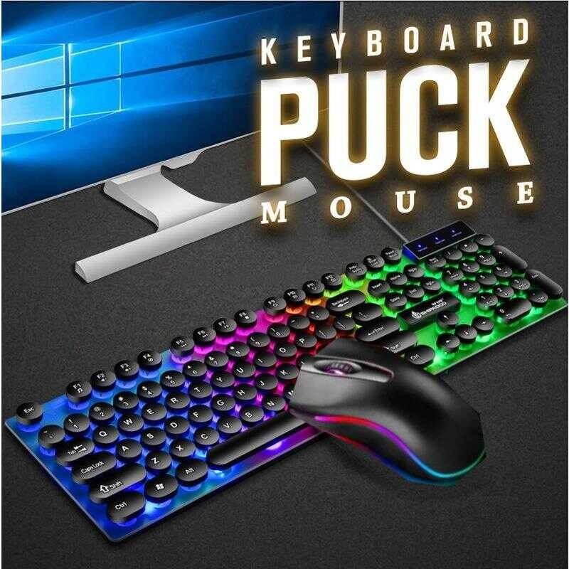 Punk Retro Gaming Keyboard Mouse Combo Set 7 LED Backlights RGB ...
