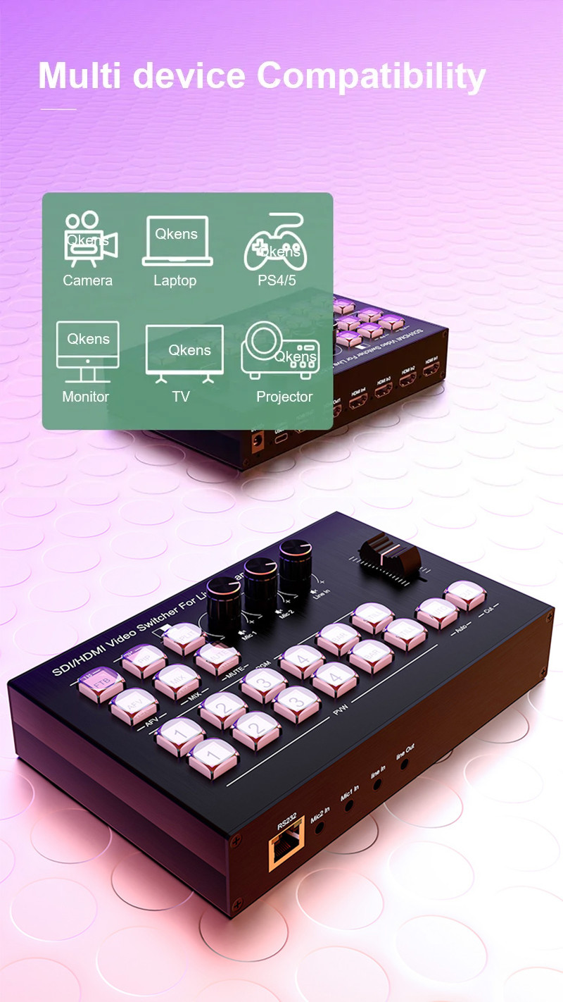 4K HDMI Video Mixer Switcher Multi Camera Streaming Live Production ...