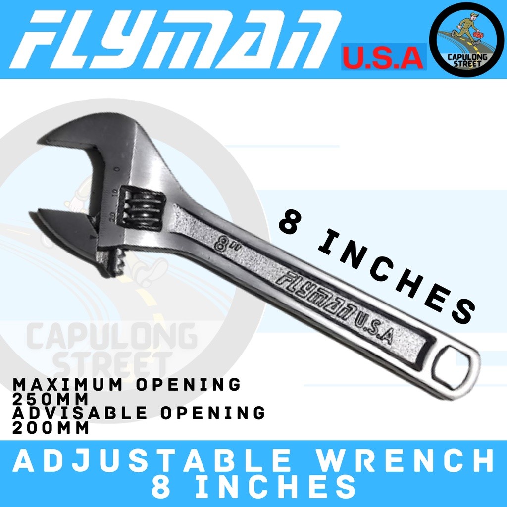 ♞Capulong Flyman Adjustable Wrench 8" Yabe Adjustable Spanner Katala ...