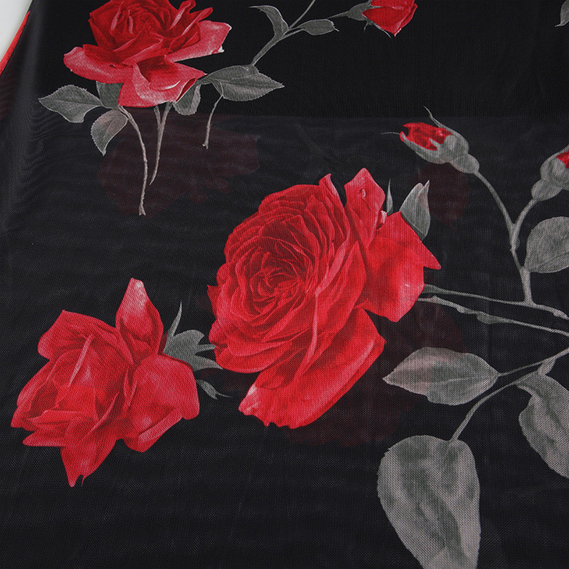 SweeticMe Women's 2025 New Fashion Mesh See Through Rose Print All ...