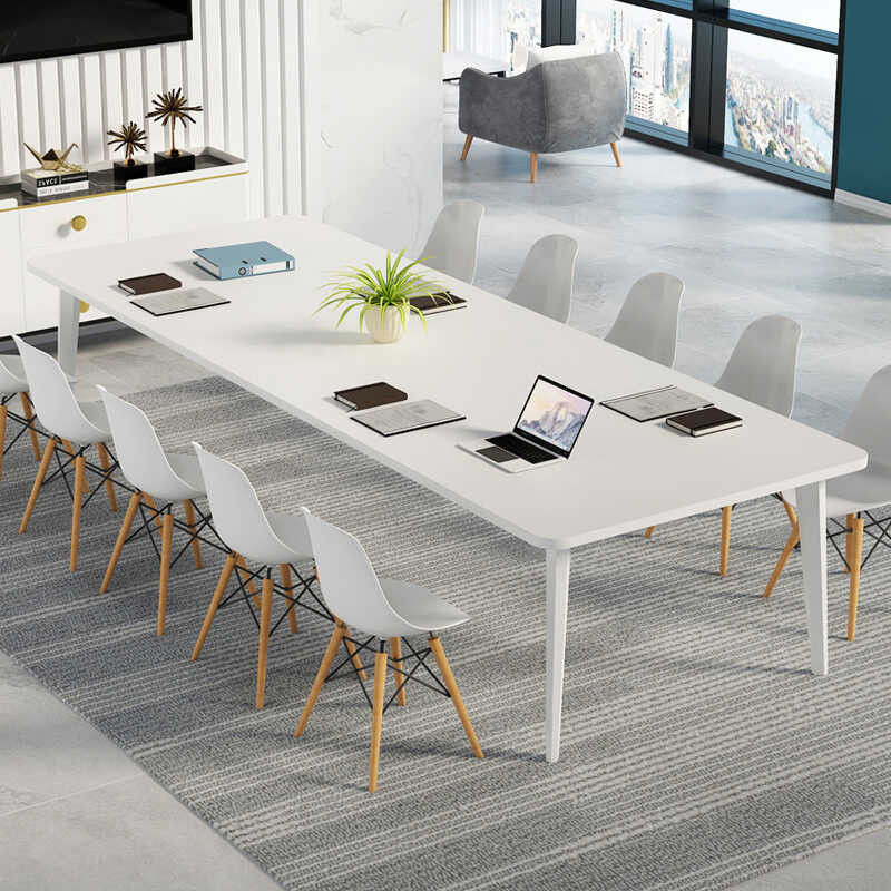 A A Minimalist Office Modern Conference Rectangular Training Table and Chair Set Simple Company ...