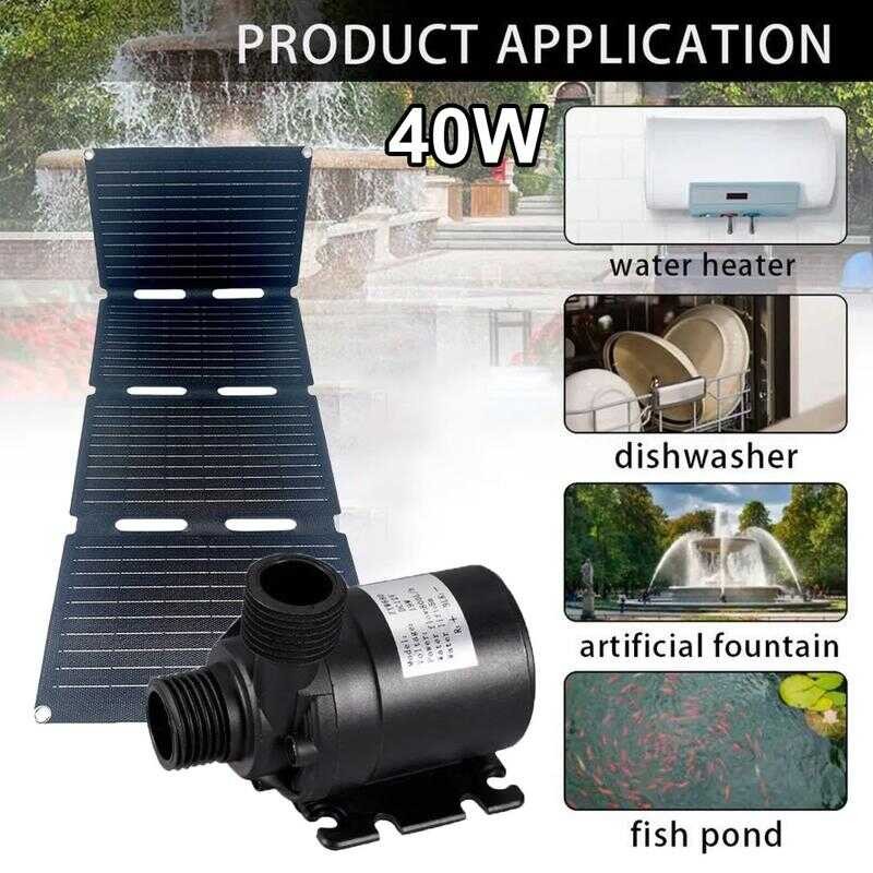 40W Foldable Solar Panel 800L/H Brushless Water Pump Kit Portable Multi ...