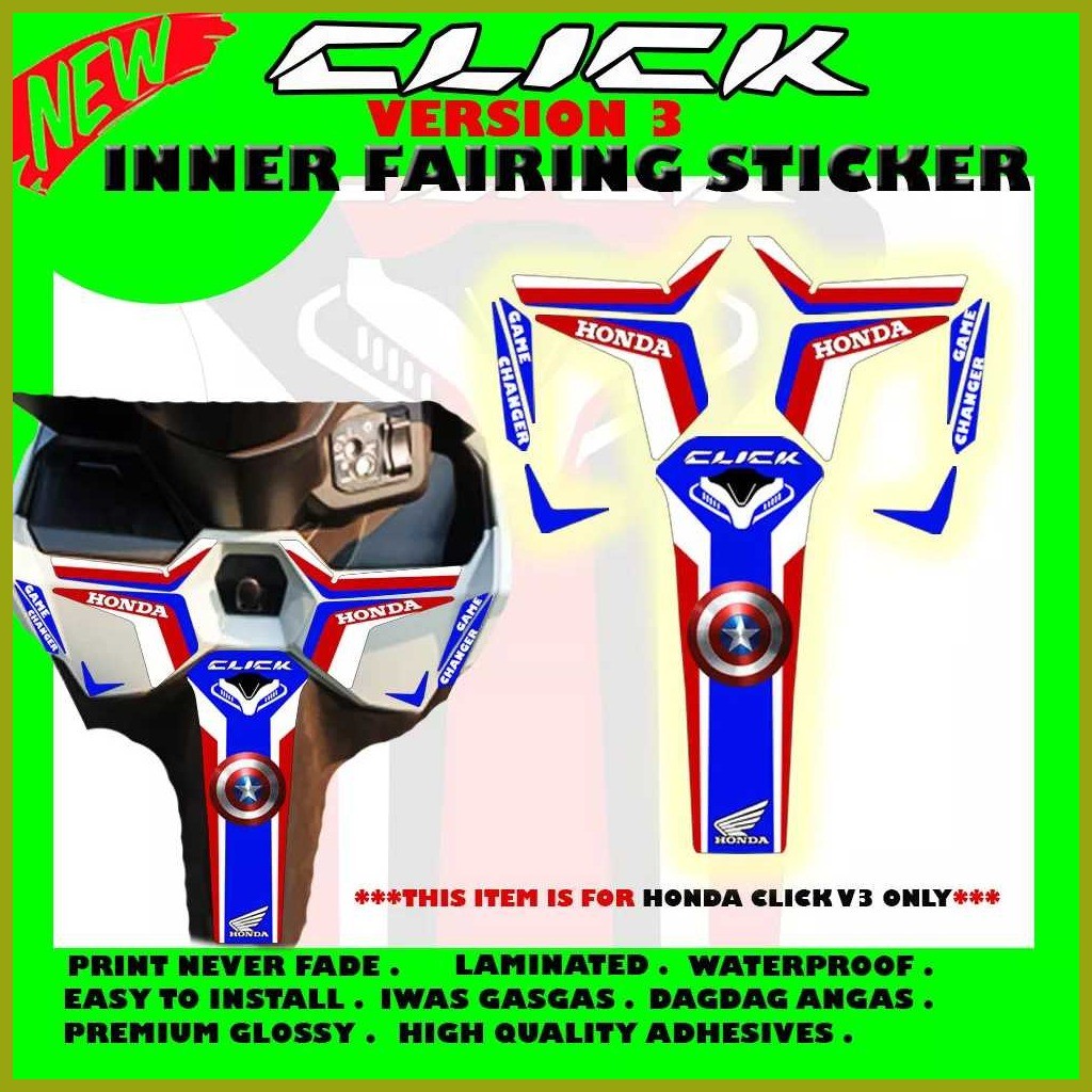 ☂ ∏ CLICK V3 125i INNER FAIRING STIKER / HONDA CLICK V3 ACCESSORIES ...