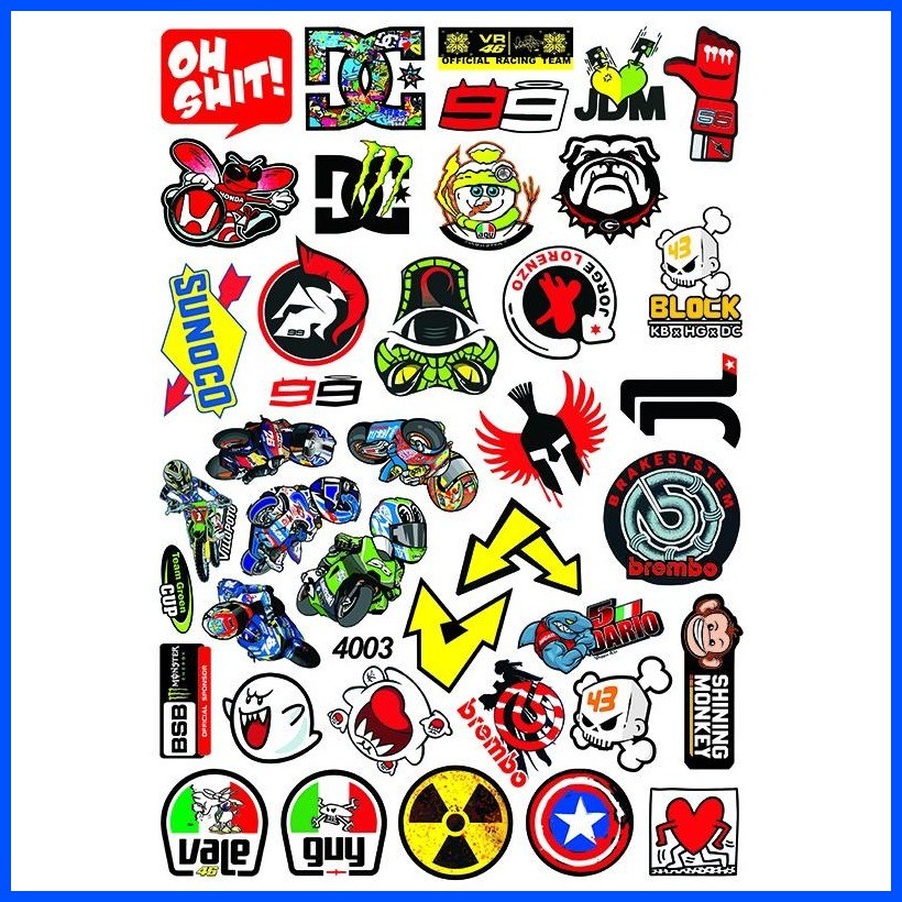 40pcs/bag japanese jdm sticker for motorcycle water proof decals ...