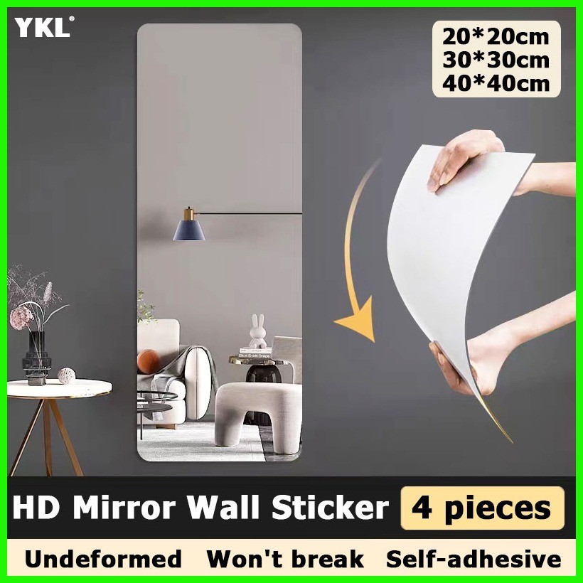 Mirror wall sticker 4pcs/set Mirror HD full-body Wall mirror whole body ...