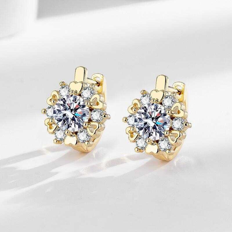 Zircon Earr, Copper-Plated Gold Women's Fashion Earr, Ear Clip Eardrops ...