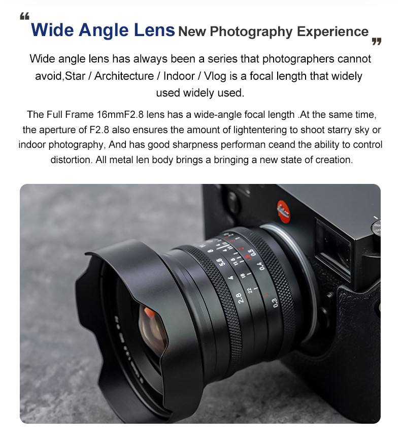 Brightin Star 16mm F2.8 Full Frame Ultra Wide Angle Lens Large Aperture ...