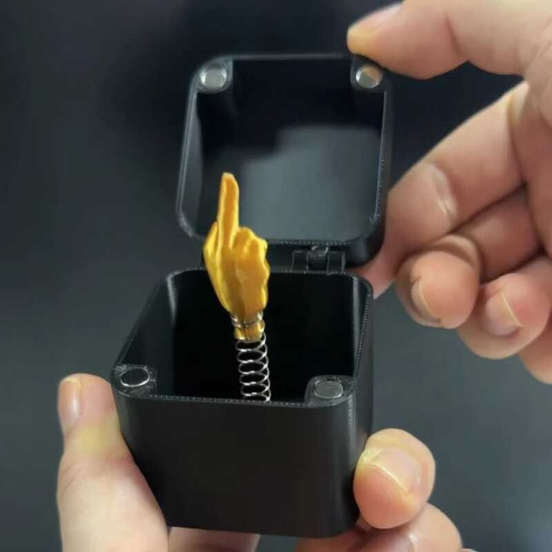 3D Printed Middle Finger Box Press Pop-up Spring Prank Funny Toy ...