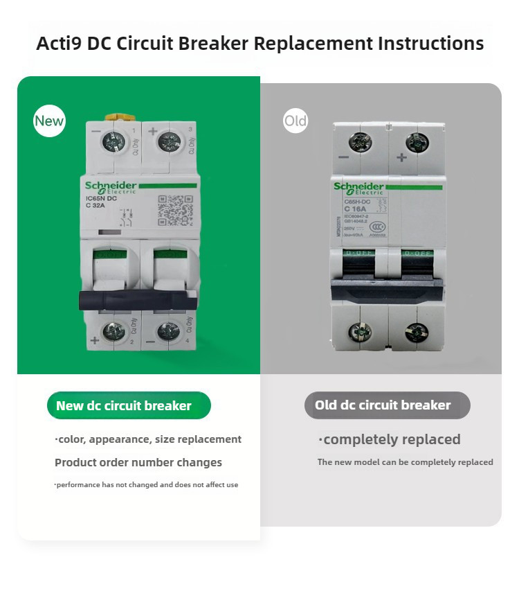 Schneider IC65N DC Circuit Breaker 2P 1P Air Switch C65N DC 1A 2A 3A 4A 6A 10A 16A 20A 63A for ...