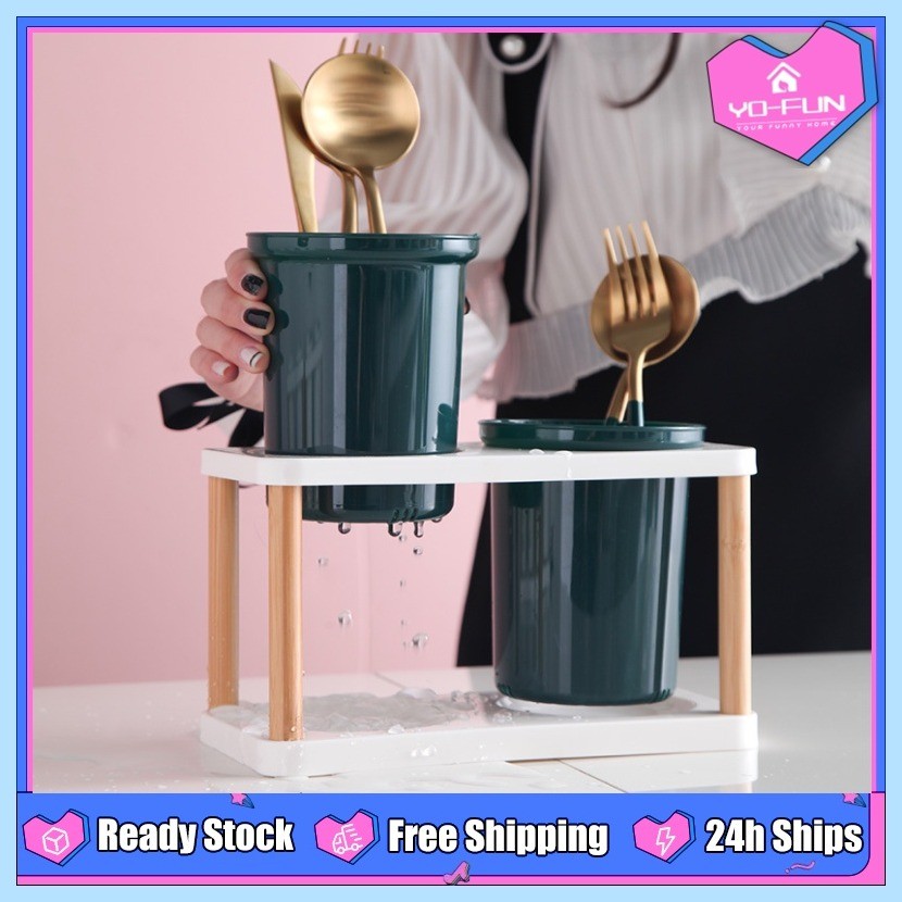 Yo-Fun Kitchen Utensil Holder Storage Chopsticks Cutlery Drying Rack ...