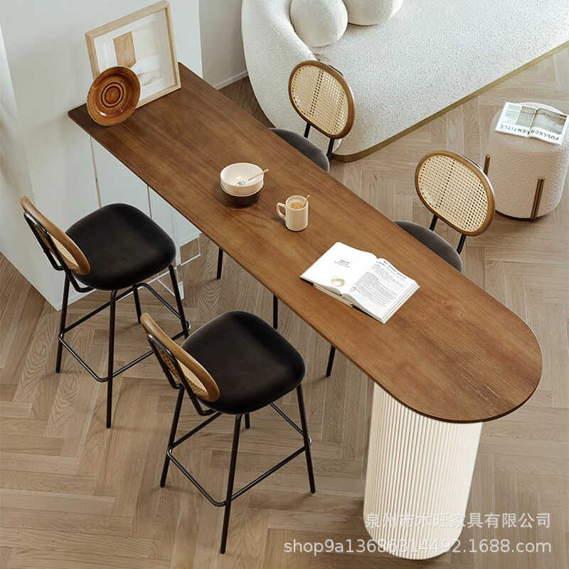 A Wabi-Sabi Style Floating Acrylic Solid Wood Bar Table Simple Creative Living Room Home Hotel ...