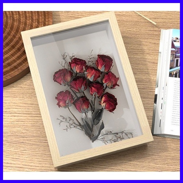 Holiday Gift Transparent Glass Wooden Shadow Box Photo Floating Frame ...
