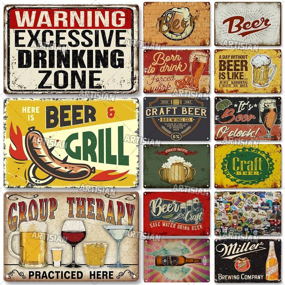 ARTISIAN Vintage Beer Metal Tin Sign Decorative Plate Retro Metal Signs ...
