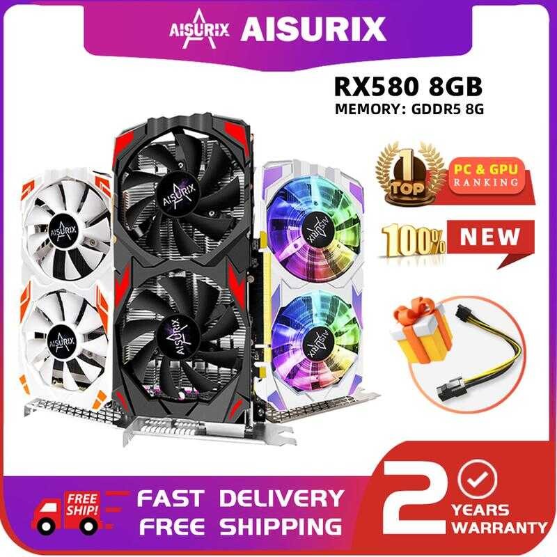AISURIX RX 580 8Gb Graphics Card Computer GPU Radeon AMD Video Card For ...