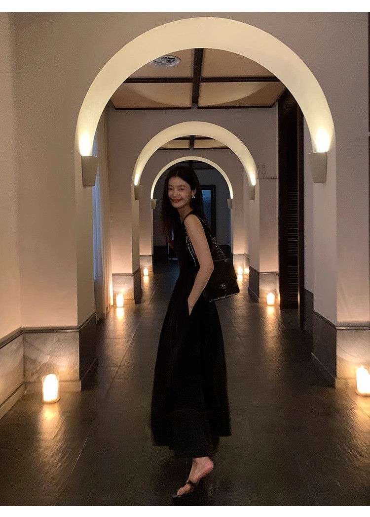 Beryl Summer sleeveless dress slim waist knitted dress eleganteng mid ...