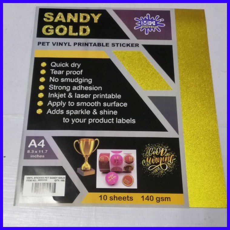 Sandy Gold Printable PET Vinyl Sticker Inkjet & Laser Friendly, Vinyl ...
