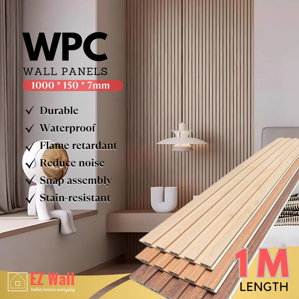 20 PCS Wood Panel Board WPC Fluted Wall Sticker TV Background Decor ...