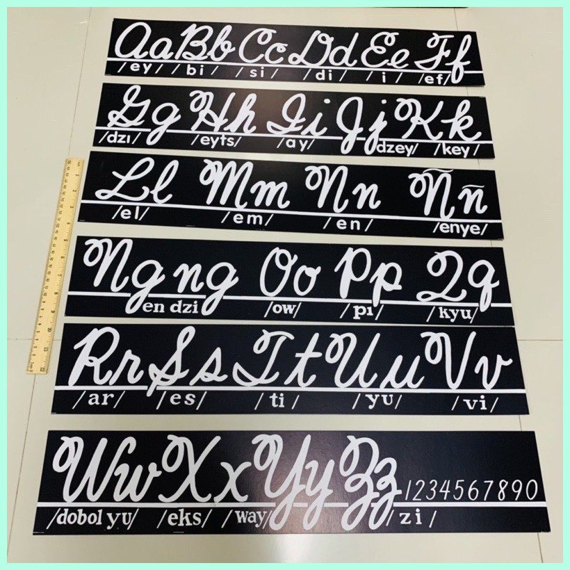 1 set Cursive OR Print Alphabet Letters Long Display Poster ...