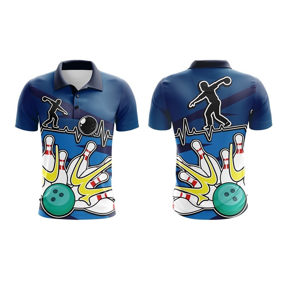 Name Axellent Prints Bowling Championship Blue biru baju jersey jersi ...