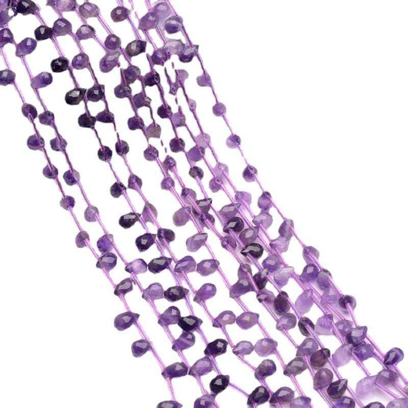 Faceted Raindrop Amethyst Crystal Semi-finished Crystal Smooth and Glossy Suitable for Bracelet ...