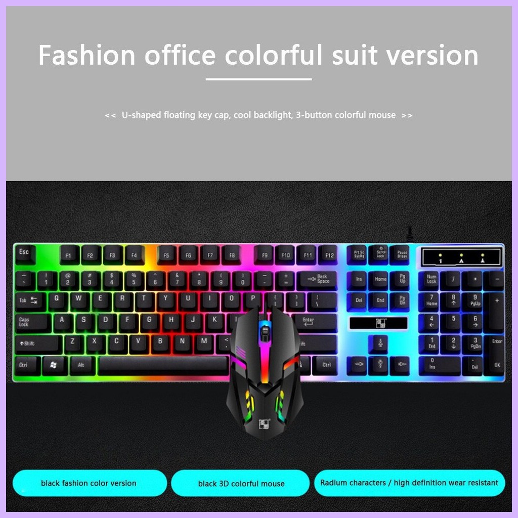 LX-2020 Gaming keyboard Mouse Combo RGB Backlight Mechanical Keyboard ...
