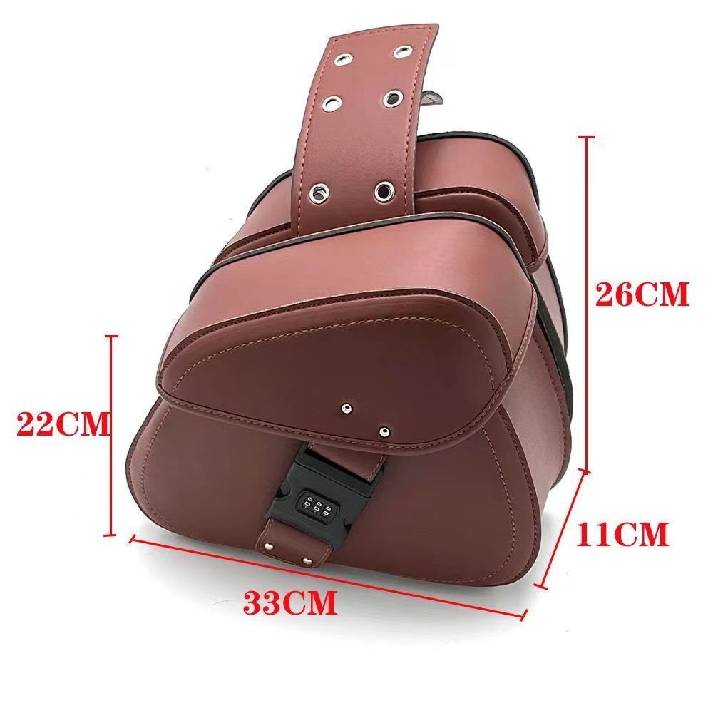 2PCS Waterproof Motorcycle Saddle Bag Pair Universal Side Bag PU ...