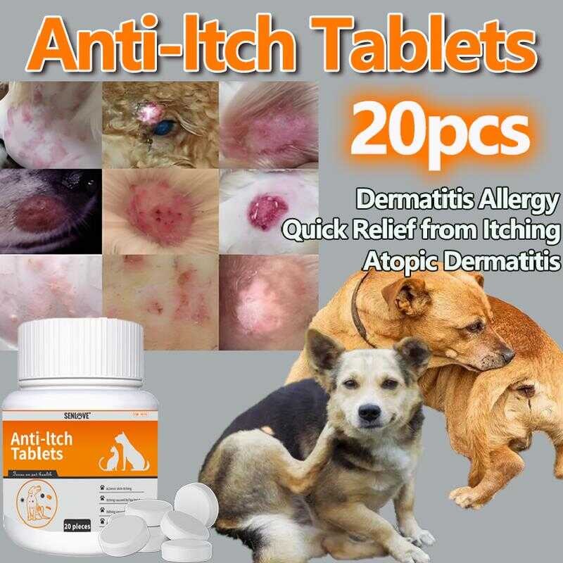 20 PCS Anti Itch Tablets Dog Medicine Skin Disease Allergy Treatment ...