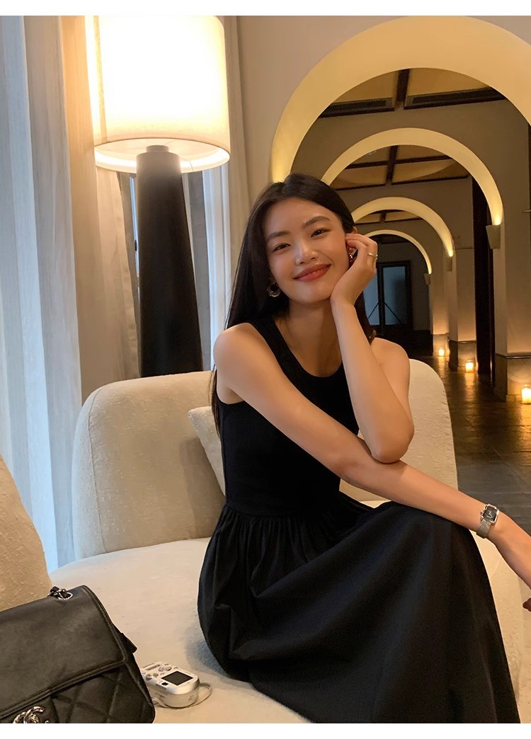 Beryl Summer sleeveless dress slim waist knitted dress eleganteng mid ...