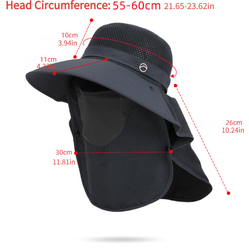 Men's UPF 50+ Bucket Hat Wide Brim Sun Protection Adjustable Neck Flap ...