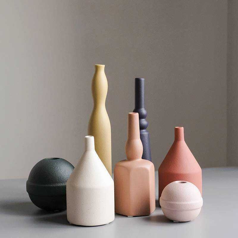 Creative Nordic Morandi Vase Craft Ornament Ceramic Home Living Room ...