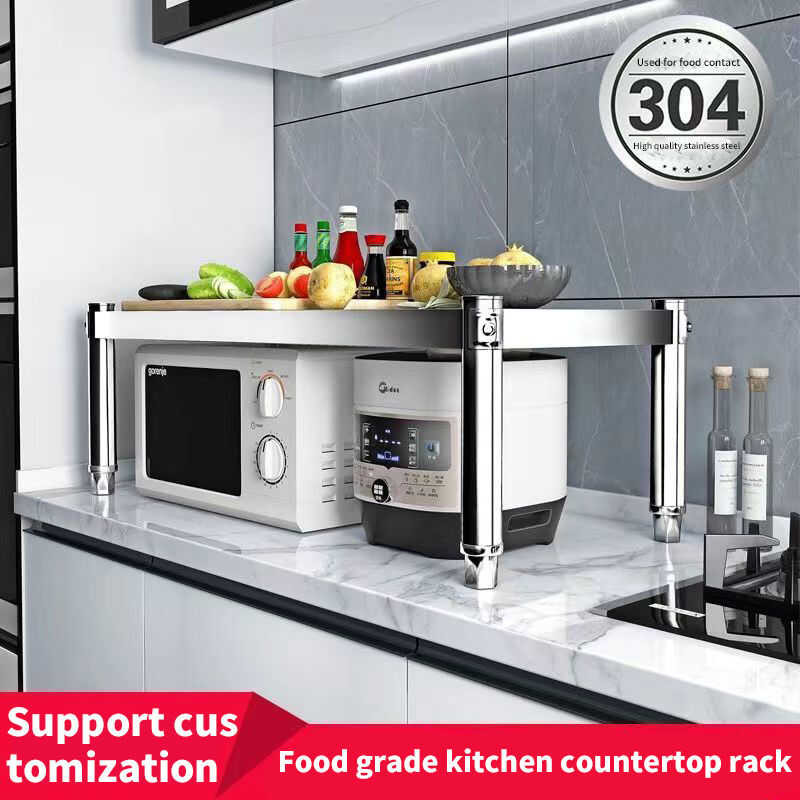 Kitchen Rack 304 Stainless Steel Gas Stove Cabinet Storage Microwave ...