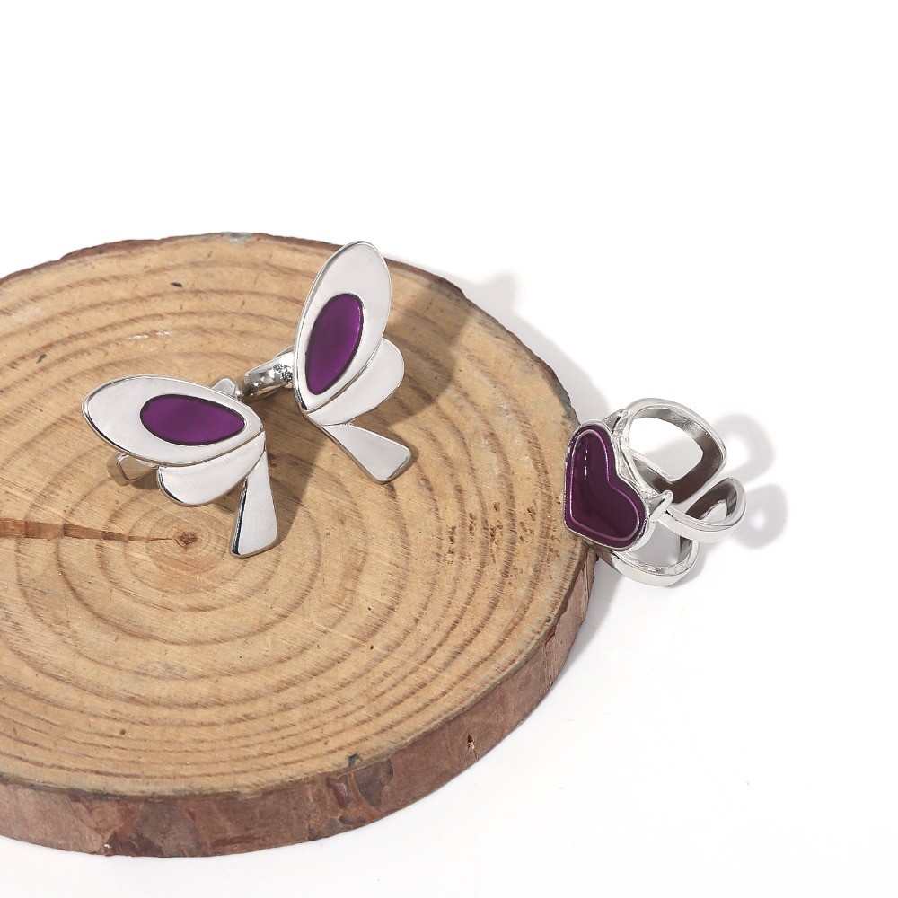 A Set Game Valorant Clove Cosplay Ring Butterfly Heart Opening ...