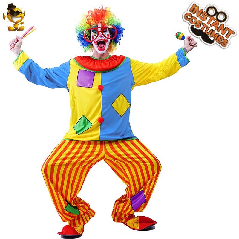 Adult Circus Clown Costumes Colorful Joker Sets Patch Clown Cloting ...