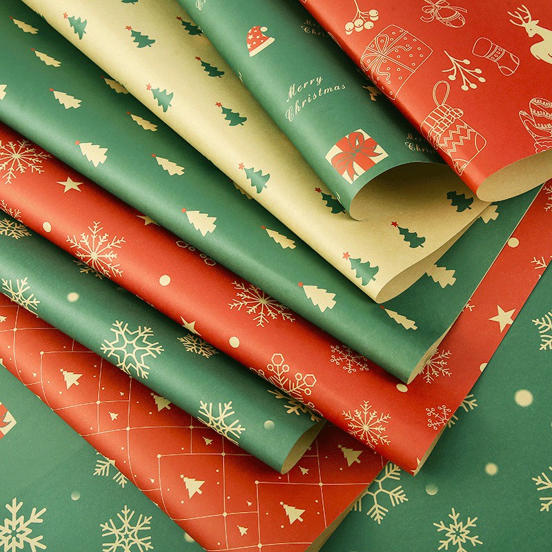 Christmas Elements Kraft Paper / Xmas Present Box Wrapping Paper ...
