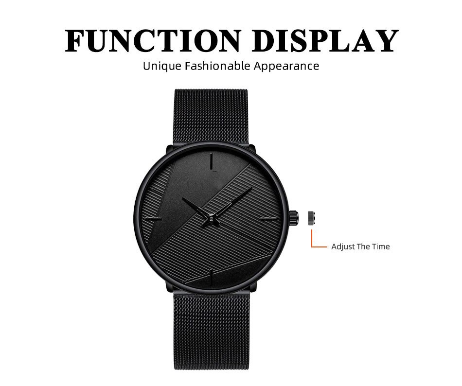 3PCS Men Watch Set Men Black Trendy Casual Fashion Minimalist Quartz ...