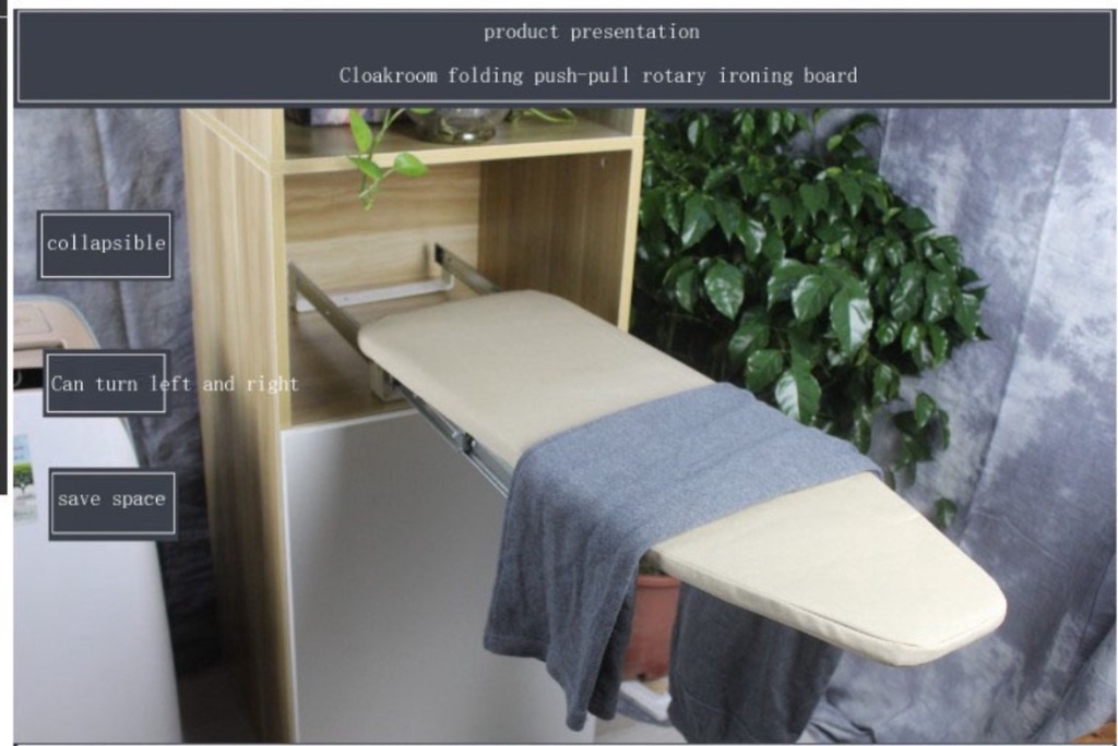Cloakroom cabinet Slide Out Fold Down Rotatable ironing board hidden ...