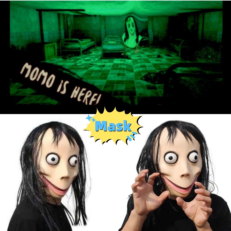 28cm MOMO Ghost Wig Latex Mask Women Headpiece Costume Props Halloween ...
