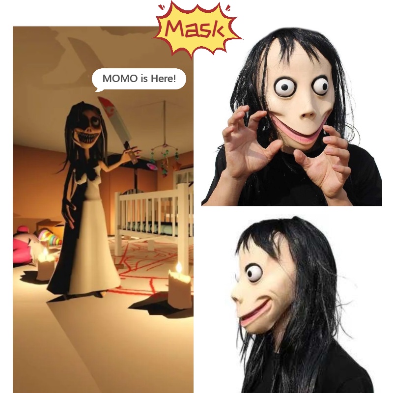 28cm MOMO Ghost Wig Latex Mask Women Headpiece Costume Props Halloween ...