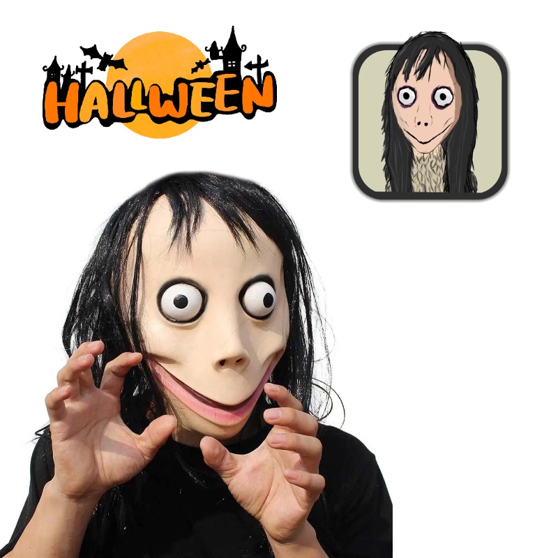 28cm MOMO Ghost Wig Latex Mask Women Headpiece Costume Props Halloween ...