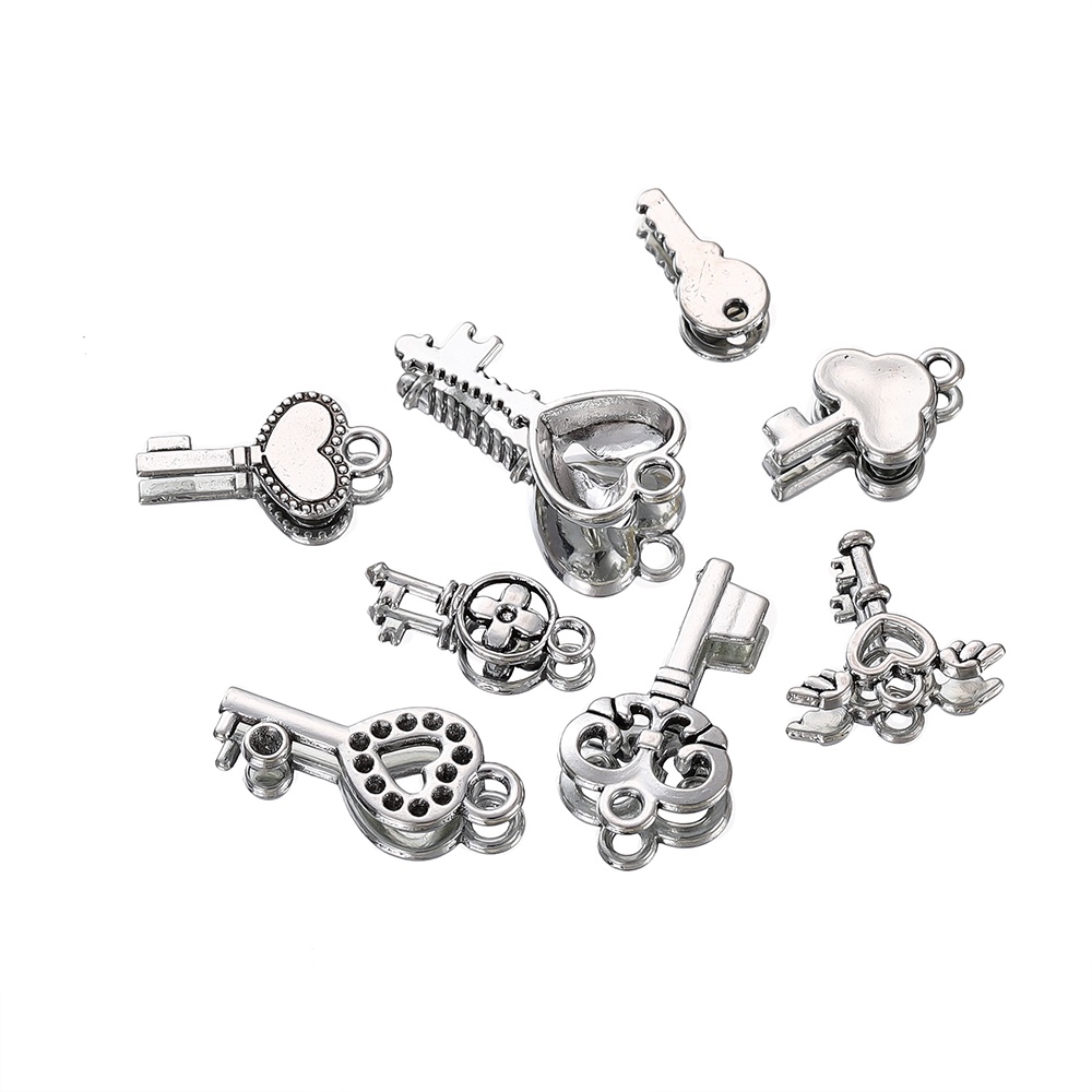 St.kunkka 10pcs Retro Key Pendant Antique Silver Love Key Pendant Angel ...