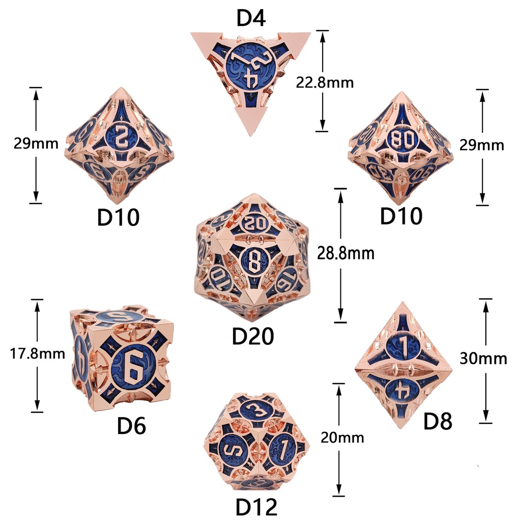Polyhedral Dice Set Metal Dice DND for RPG D&D Explorers Board Game, etc. - Exquisite Dungeon ...