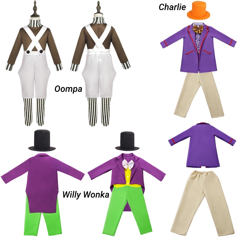 Willy Wonka Charlie Cosplay Costume for Kids Movie Charlie and The ...