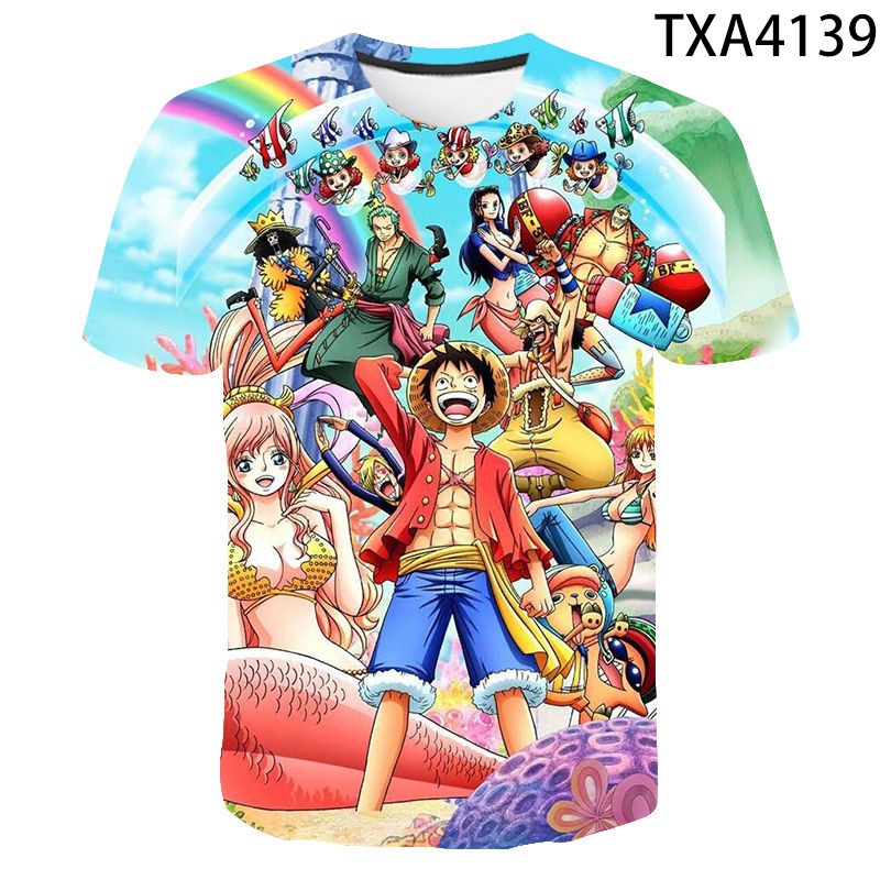 Cartoon character Luffy One Piece, 3D printed summer men's and women's ...