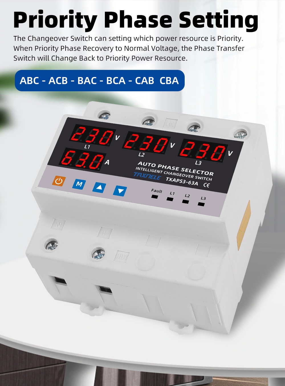 Over Under Voltage Protector ATS Automatic Transfer Switch Phase ...