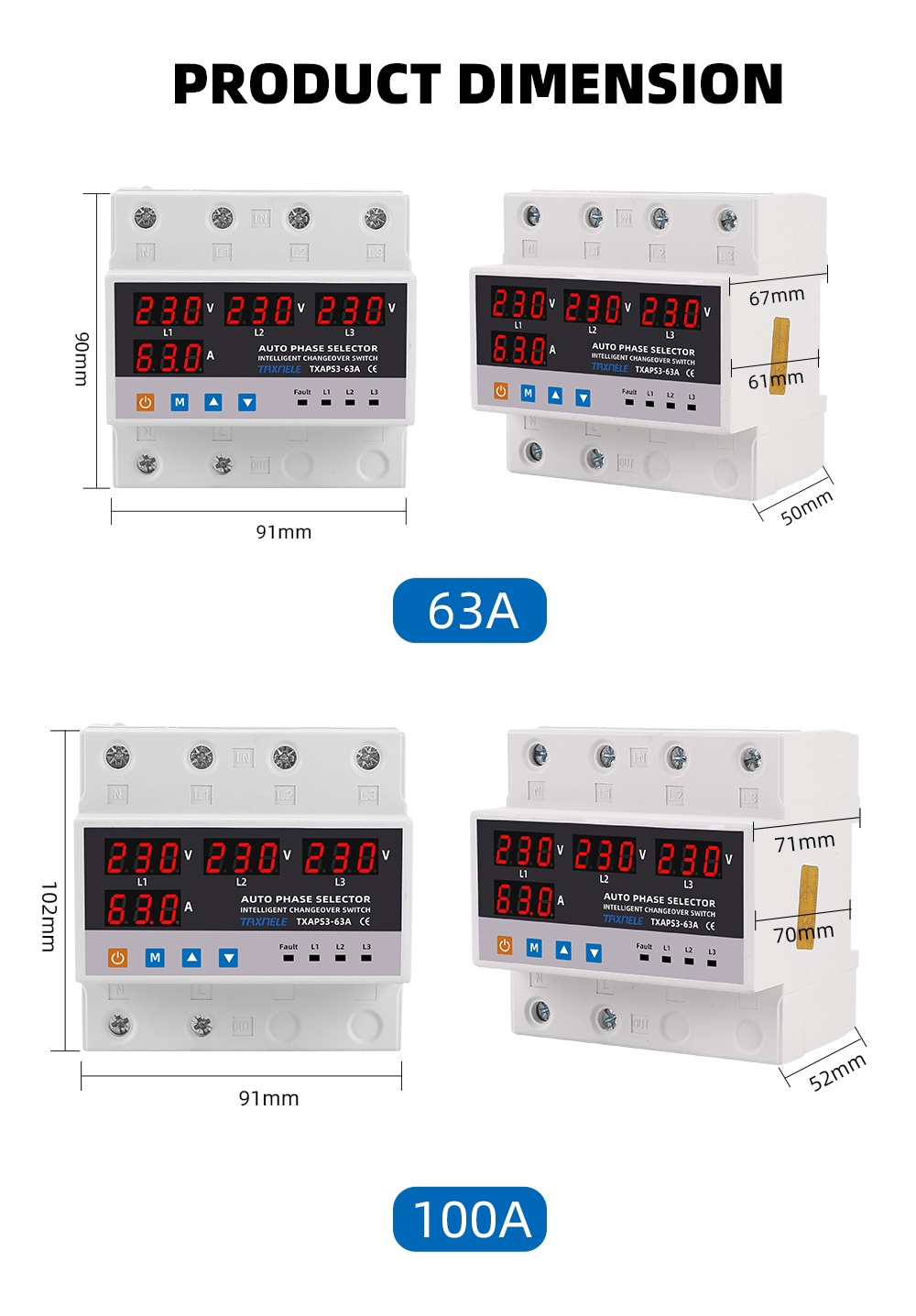 Over Under Voltage Protector ATS Automatic Transfer Switch Phase ...