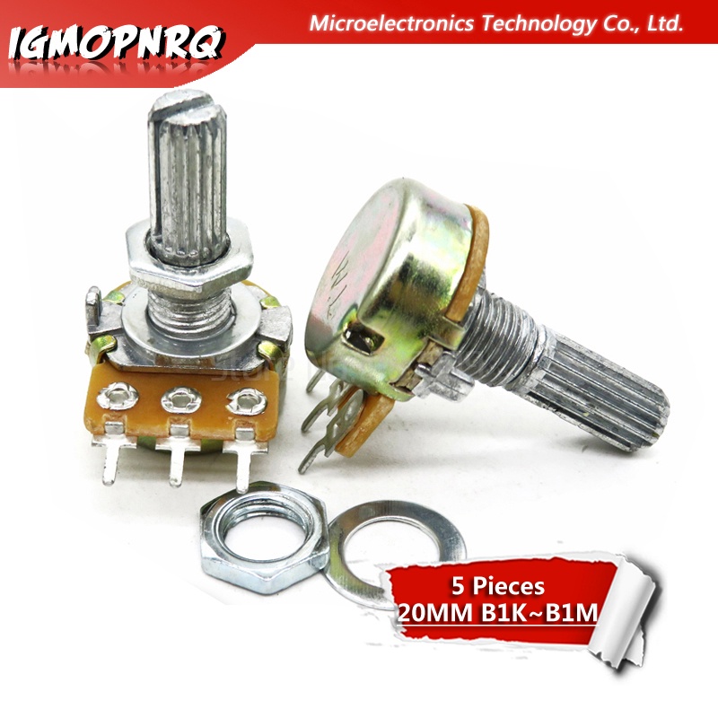 5pcs WH148 3PIN 20MM Single couplet potentiometer With Nuts B1K B2K B5K ...