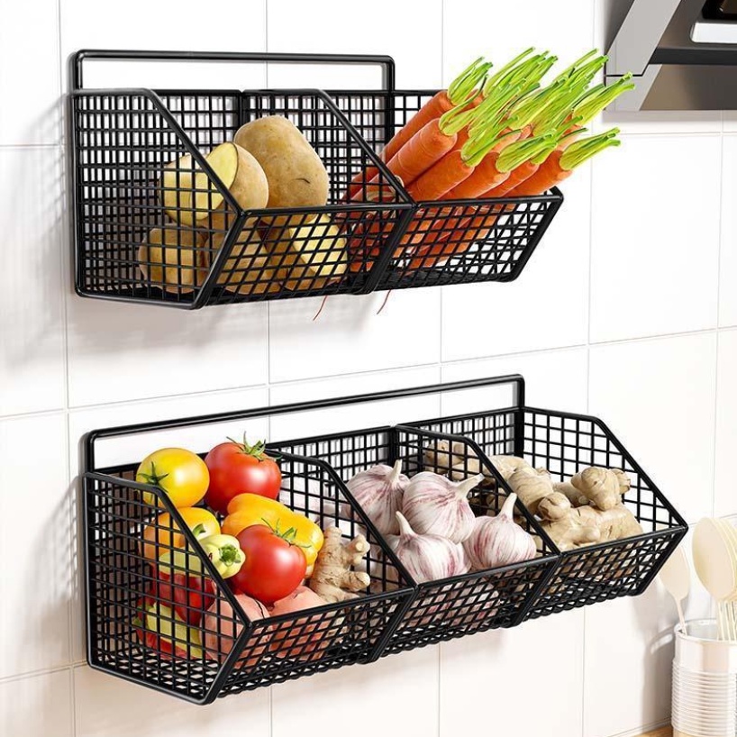 Multi-functional Wall Mounted Kitchen Storage Rack with 1/2/3 Grids for ...