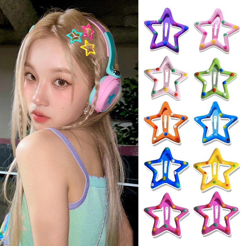 Colorful Y2k Star Hair Clip Set Women Bangs Bb Clip Dopamine Barrette ...