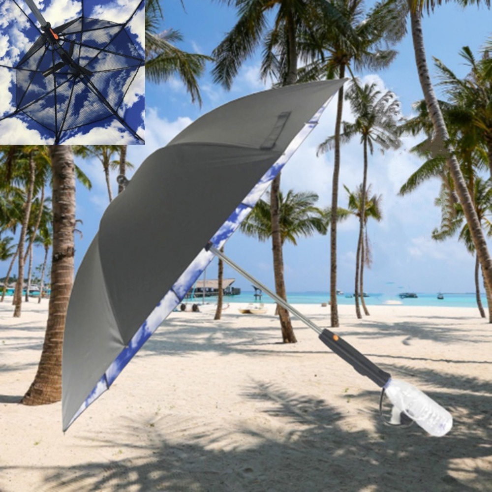 Creative Umbrella With Fan And Mist Spray Long Handle Sunny And Rainy ...