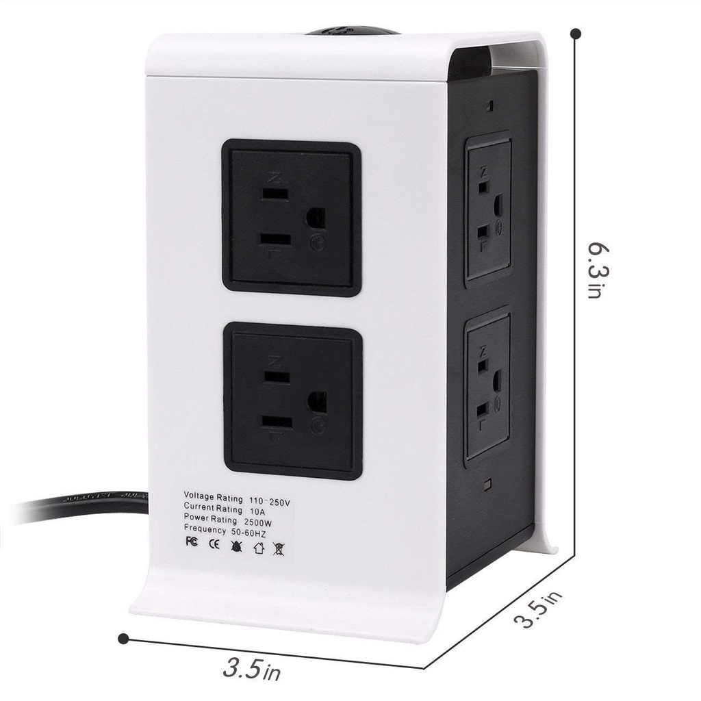 USB Power Strip Vertical Electrical Socket Surge Protector US Plug ...